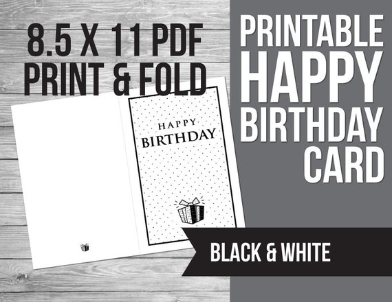Black And White 2 Printable Birthday Cards