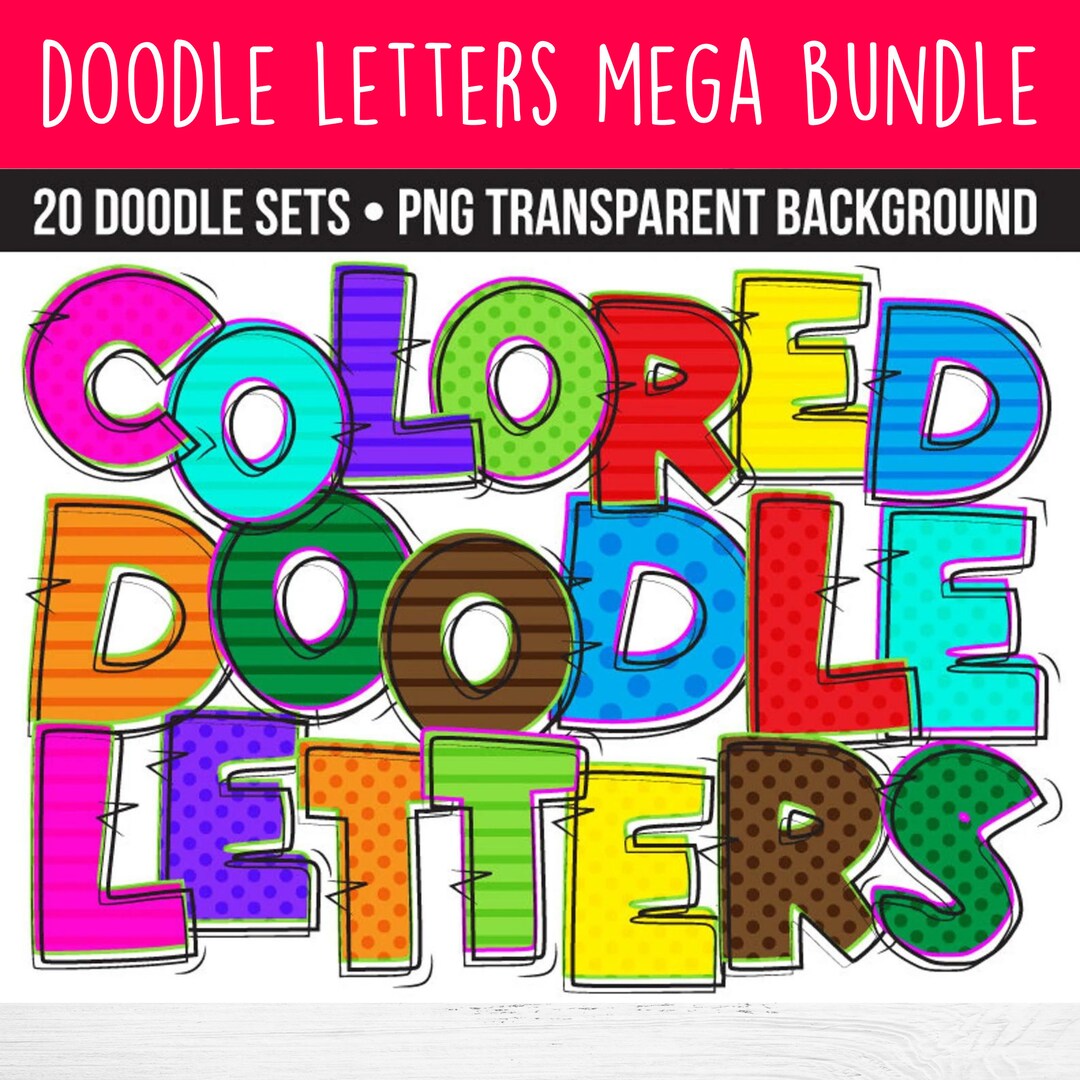 Alpha Doodle Letters,doodle Letters Bundle, 20 Doodle Alphabets, Doodle ...
