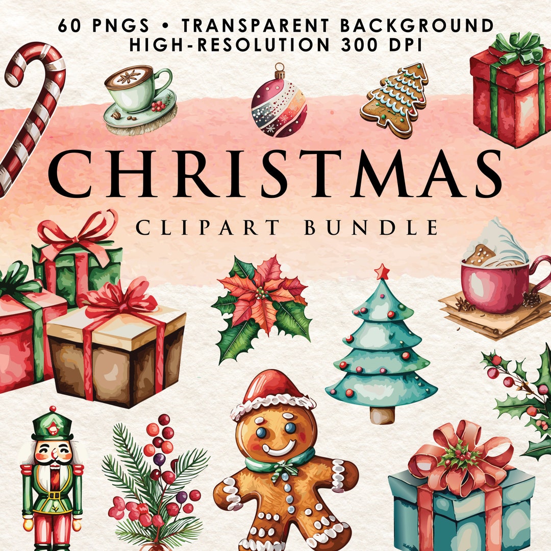 Watercolor Winter Clipart, Watercolor Christmas Tree, 60 Watercolor ...