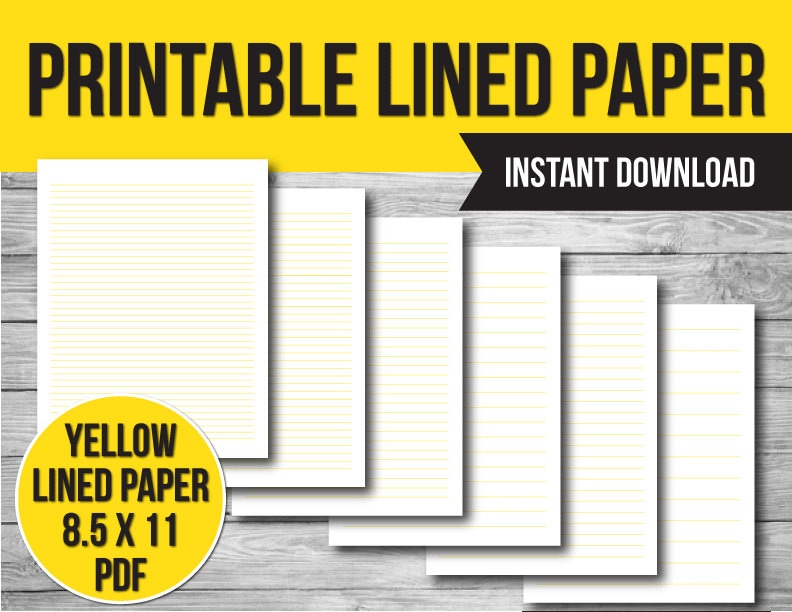 Printable Lined Paper PDF YELLOW Lined Paper Wide Rule - Etsy