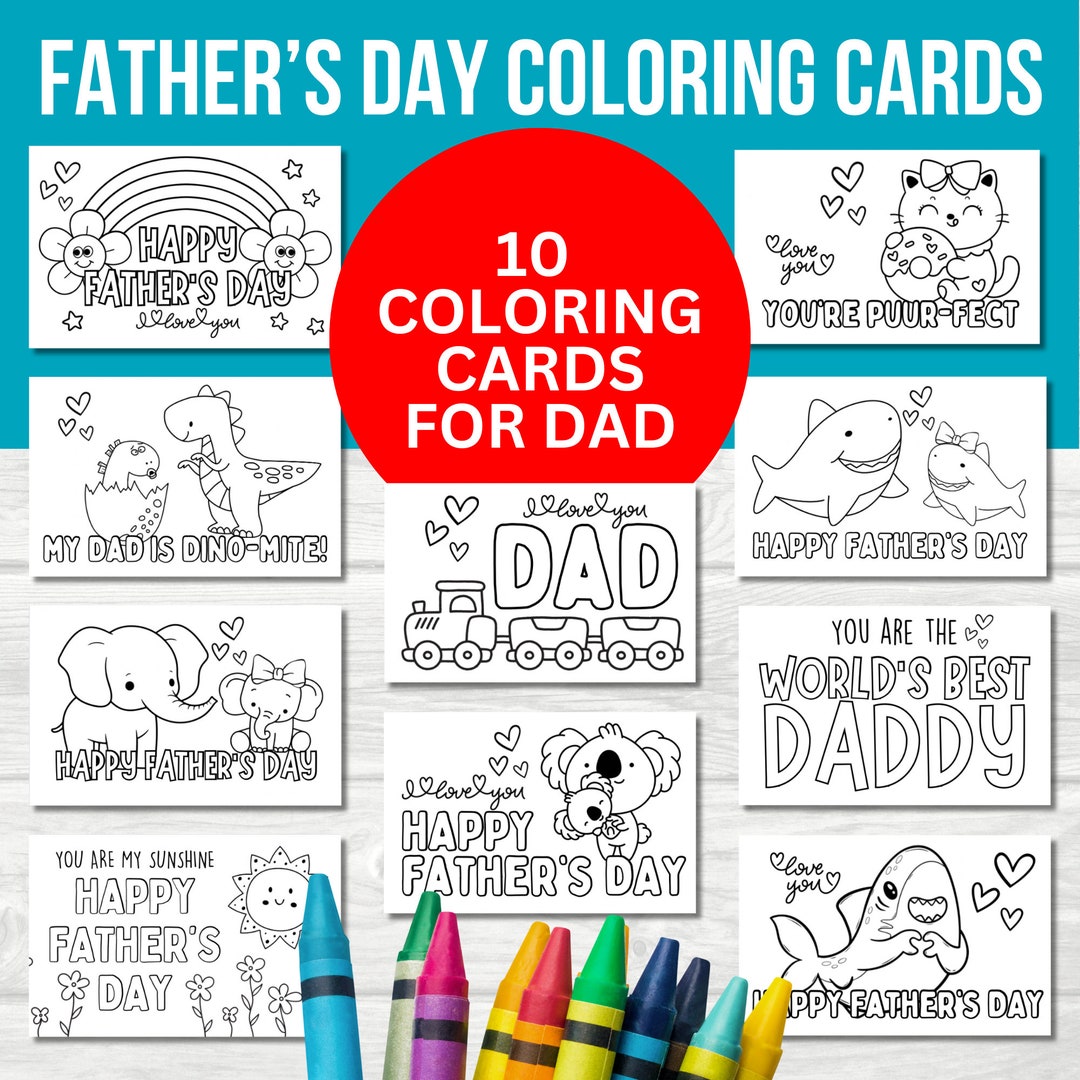 Father's Day Coloring Cards, DIY Gift for Dad (pdf, Png, Jpeg) - Etsy