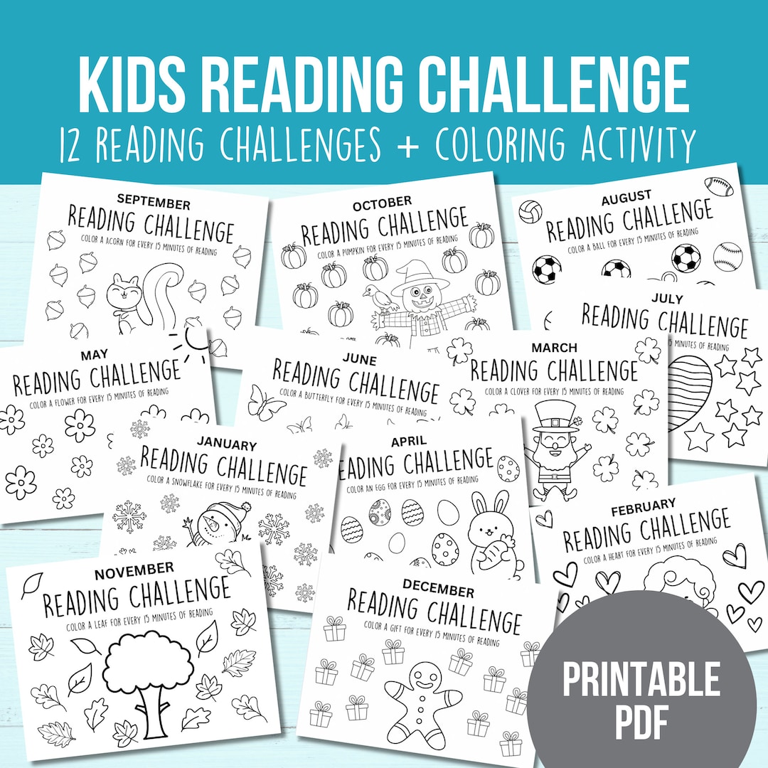 12-month Reading Challenge, Book Tracker, Reading Tracker, Reading Log ...