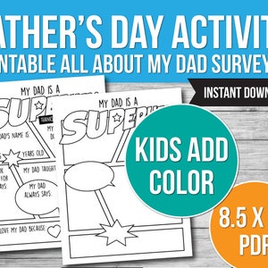 Father's Day Card: All About My Dad Printable Activity (PDF) - Etsy