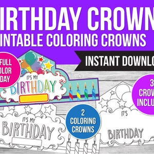 Birthday Crown, Printable Coloring Crowns, Paper Crown, Birthday Crown ...