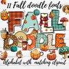 Fall Doodle Letters With Clipart, Doodle Font, Alphabet Letters, Doodle Alphabet PNG DTF - Etsy
