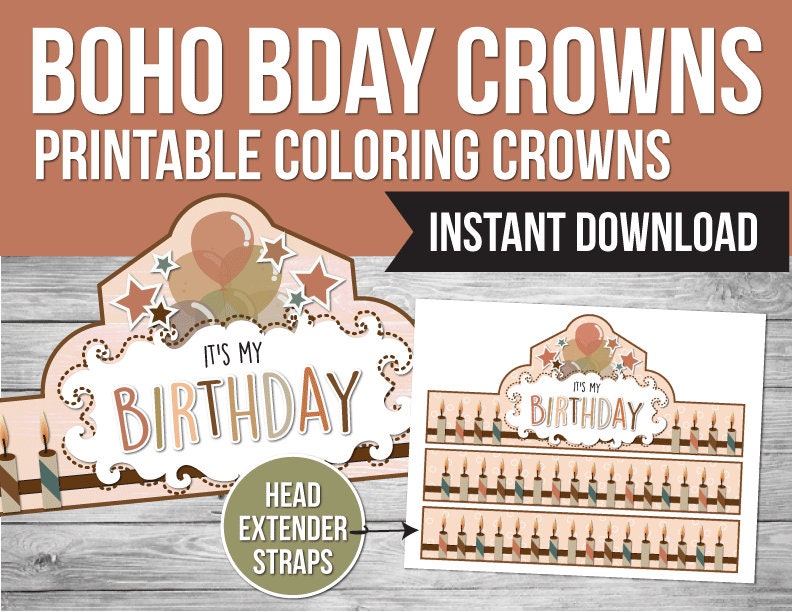 Coronas para colorear de cumpleaños corona de cumpleaños BOHO - Etsy México
