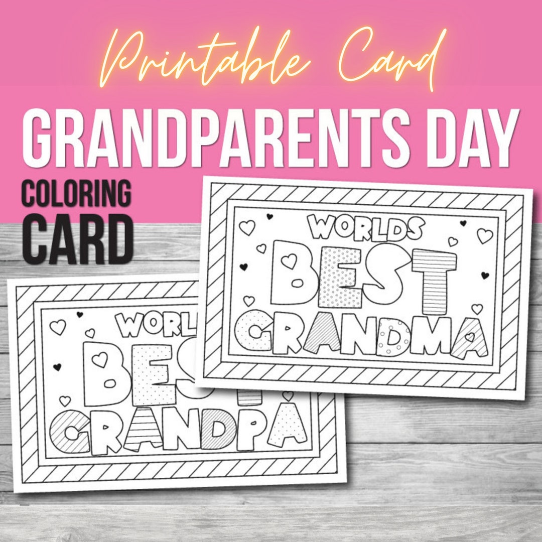 Grandparents Gift Printable Coloring Card, Gift for Grandma, Gift for ...