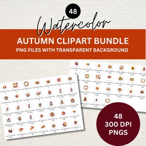 Thanksgiving Watercolor Clipart, Fall Autumn Clipart, Watercolor ...