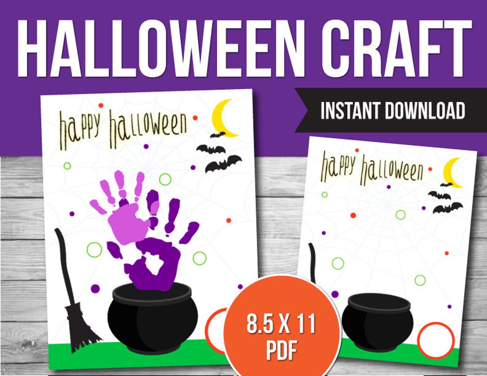 Halloween Handprint Craft Printable PDF Kids Halloween Craft - Etsy