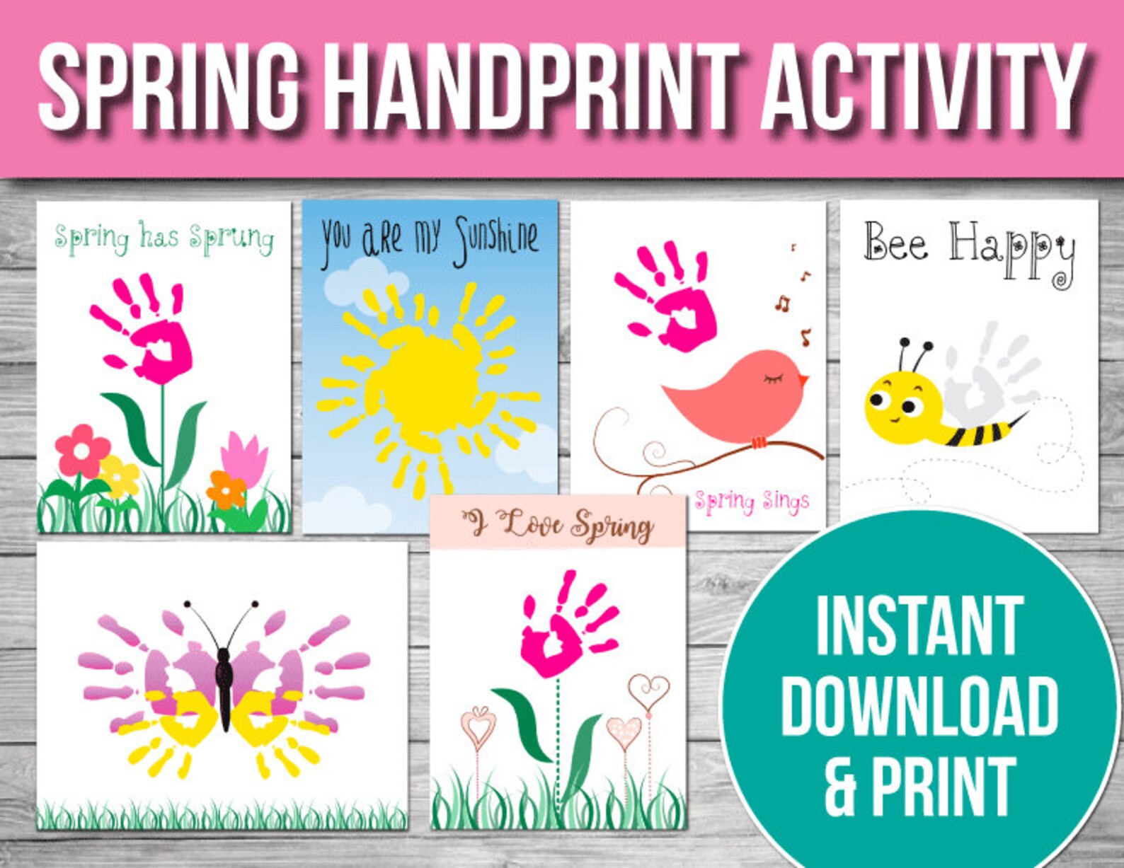 Spring Handprint Activity Printable Keepsake Art Spring - Etsy