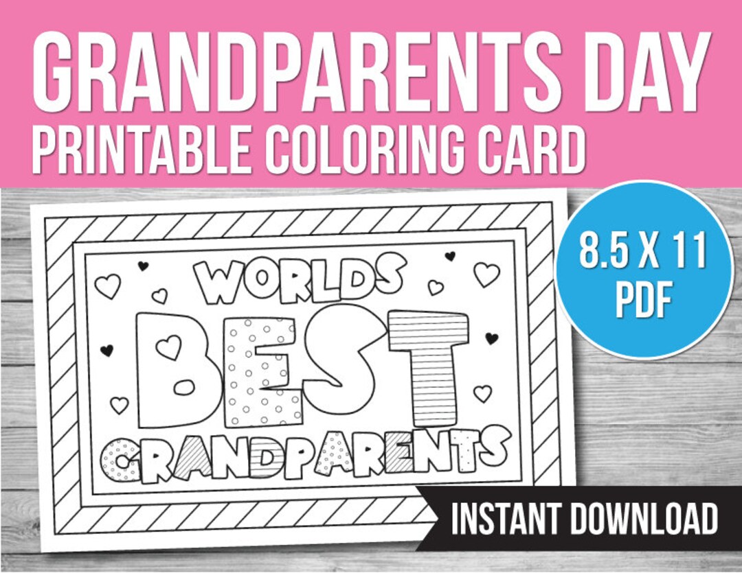Grandparents Day Coloring Card Printable PDF Kids Coloring - Etsy