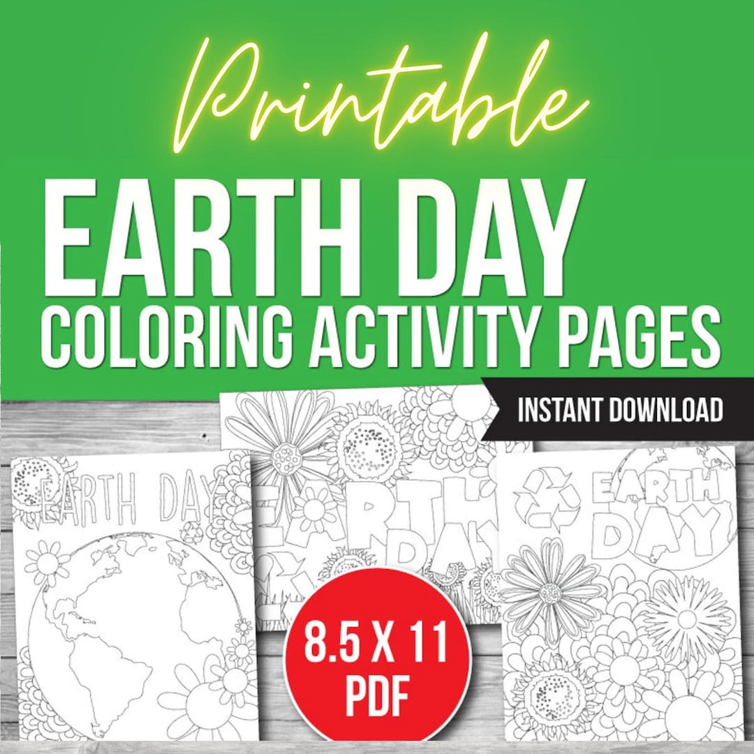 Earth Day Coloring Pages: Kids Activity Worksheets (PDF) - Etsy