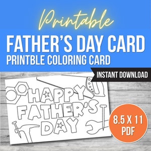 Happy Father's Day Printable Coloring Card, Father's Day Card for Kids ...