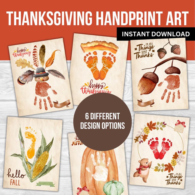 Thanksgiving Handprint Footprint Art: Kids Craft Keepsake (PDF) - Etsy