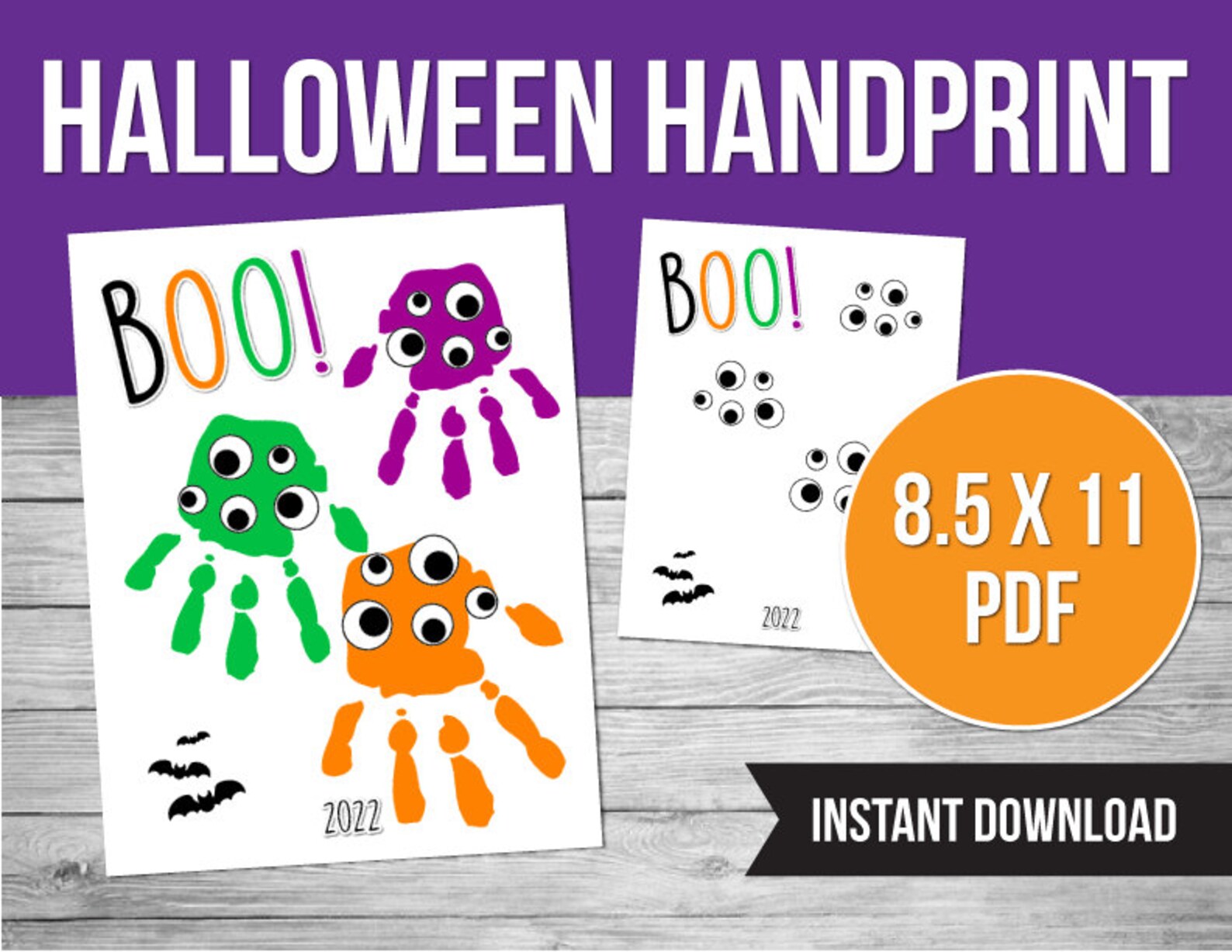 Halloween Handprint Craft: Kids Activity, Printable Art (PDF) - Etsy