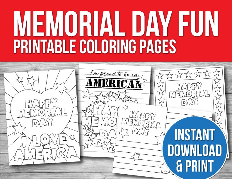 Memorial Day Printable Coloring Activity Memorial Day Craft - Etsy