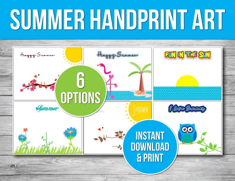 Summer Handprint Activity Printable Keepsake Art Summer - Etsy
