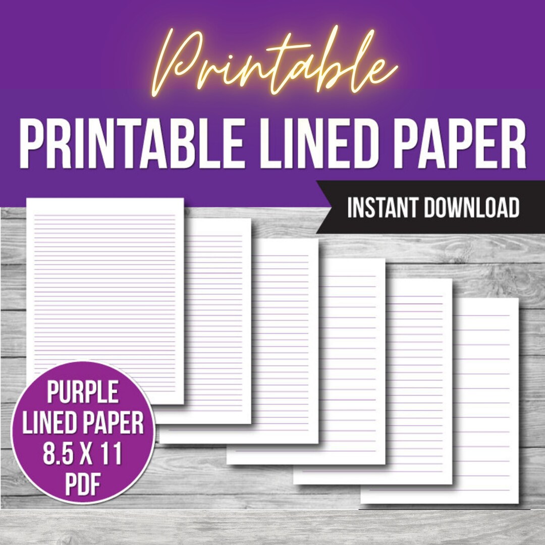 Purple Lined Paper Printable Bundle: Wide/college Rule (PDF) - Etsy