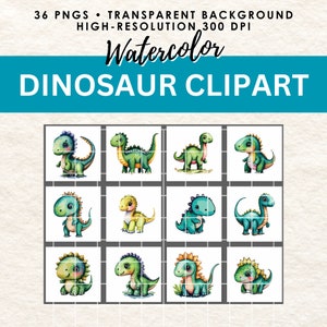 Watercolor Dinosaurs Clipart Bundle (PNG) - Etsy