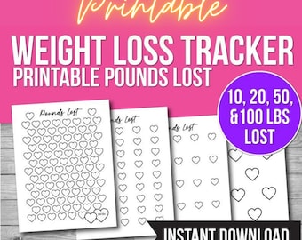 Pounds Lost Printable Weight Loss Tracker - Etsy