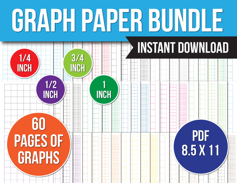 Printable Colored Graph Paper, MEGA Bundle, Various Sizes (PDF Pattern ...