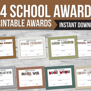 24 Classroom Award Certificates, School Awards, Printable Awards ...