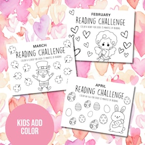 Kids Reading Challenge: Coloring Activity, Printable Tracker (PDF) - Etsy