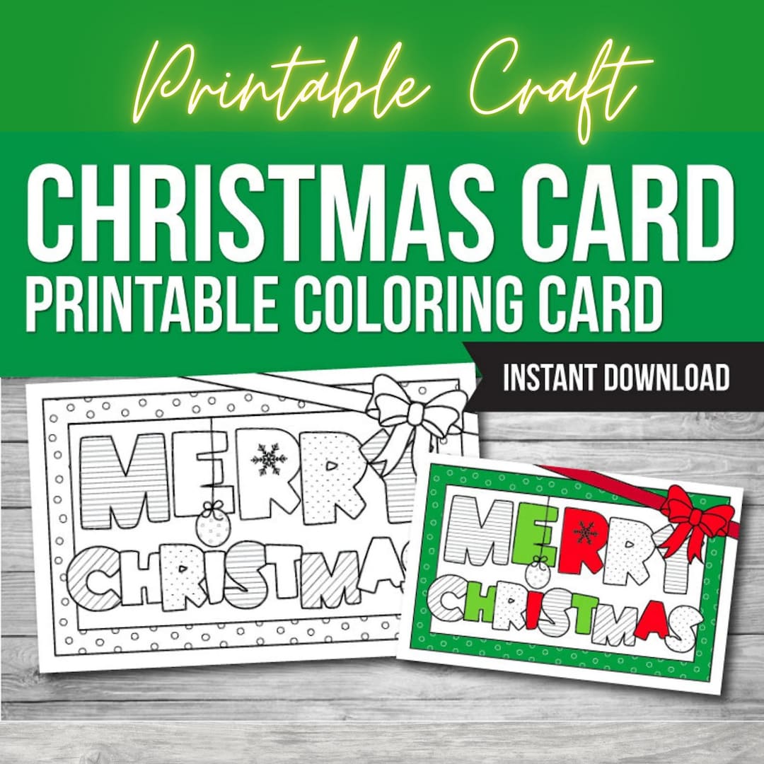 Christmas Printable Coloring Card for Kids, Holiday Activity, 5 Minute ...