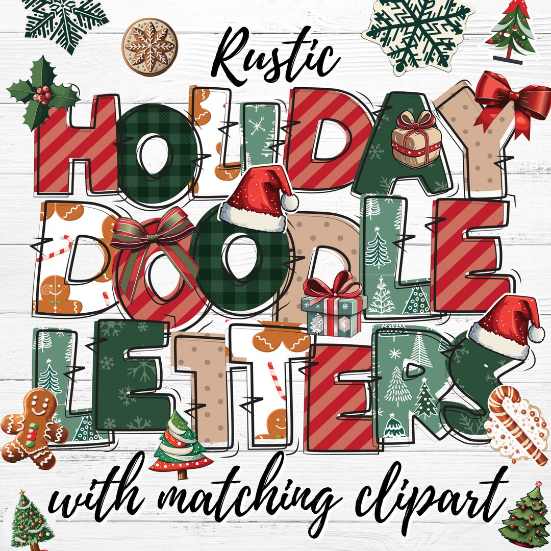 Christmas Doodle Letters: Santa Alphabet PNG Bundle - Etsy