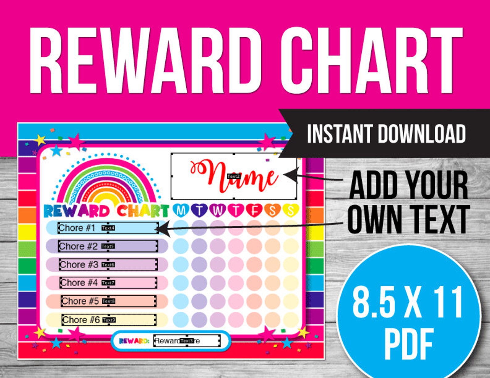 Rainbow Chore Chart for Kids, Chores, Kids Chore Chart, Responsibility ...