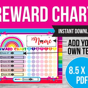 Rainbow Chore Chart for Kids, Chores, Kids Chore Chart, Responsibility ...