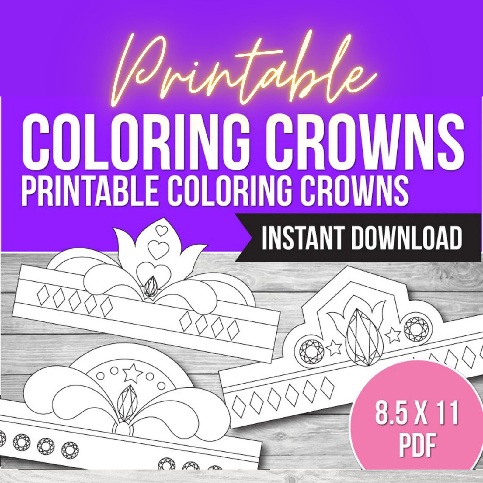 Printable Coloring Crowns for Kids, Party Craft (PDF Pattern) - Etsy