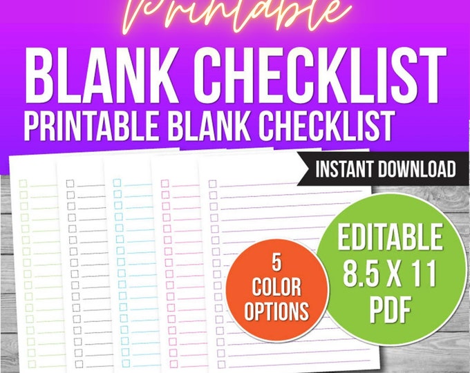 Printable To-do List, Editable Checklist Template, Master List, Task ...