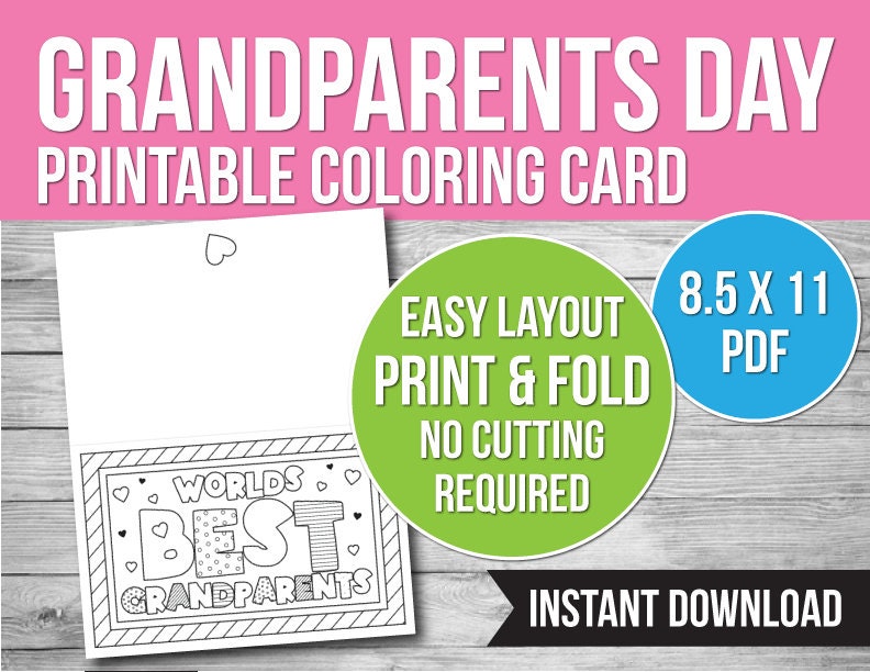 Grandparents Day Coloring Card Printable PDF Kids Coloring - Etsy