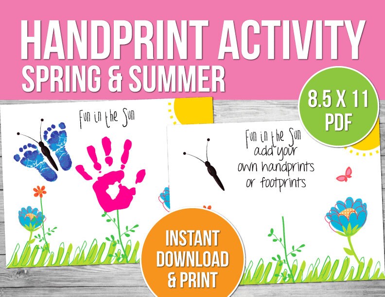 Spring Handprint Activity Printable Keepsake Art Spring | Etsy