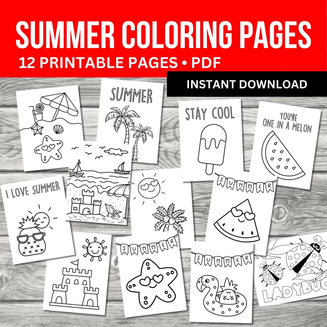 PRINTABLE Coloring Pages, Summer Coloring Pages, Summer Activity for ...