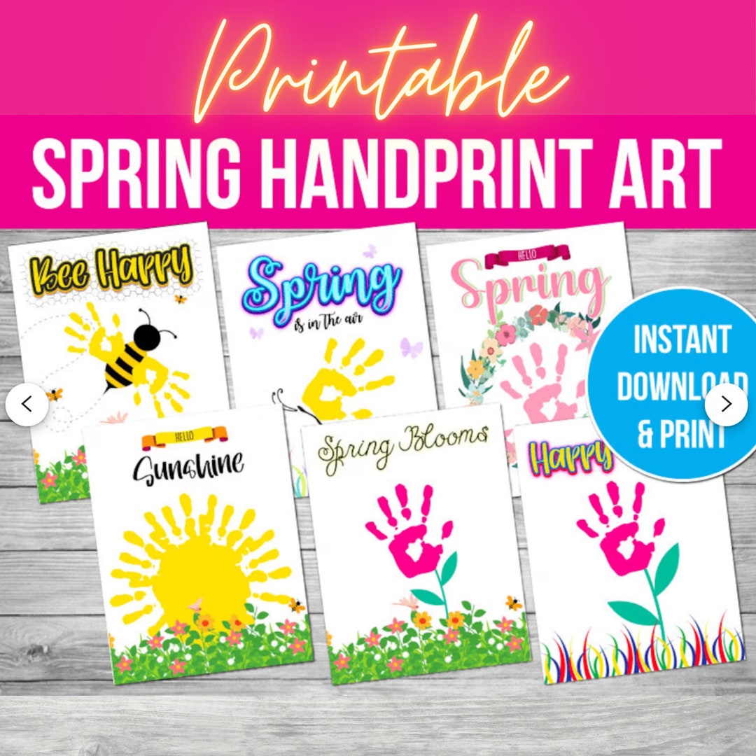 Spring Handprint Craft Printable, Handprint Art, Handprint Footprint ...