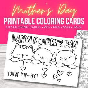 Happy Mothers Day, Printable Coloring Card, DIY Gift for Mom, Coloring ...
