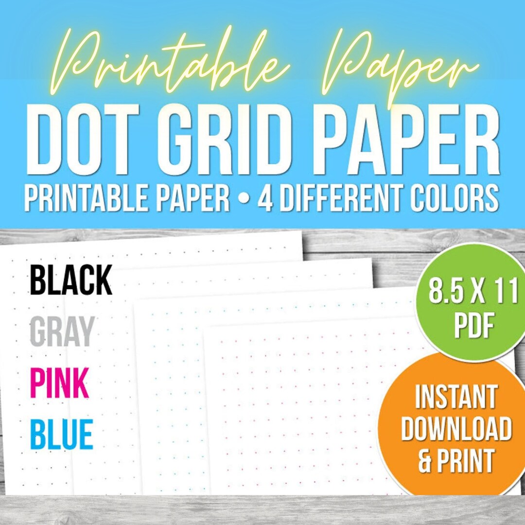 Printable DOT GRID Paper, Bullet Journal Dot Grid Paper, Colored Dot ...