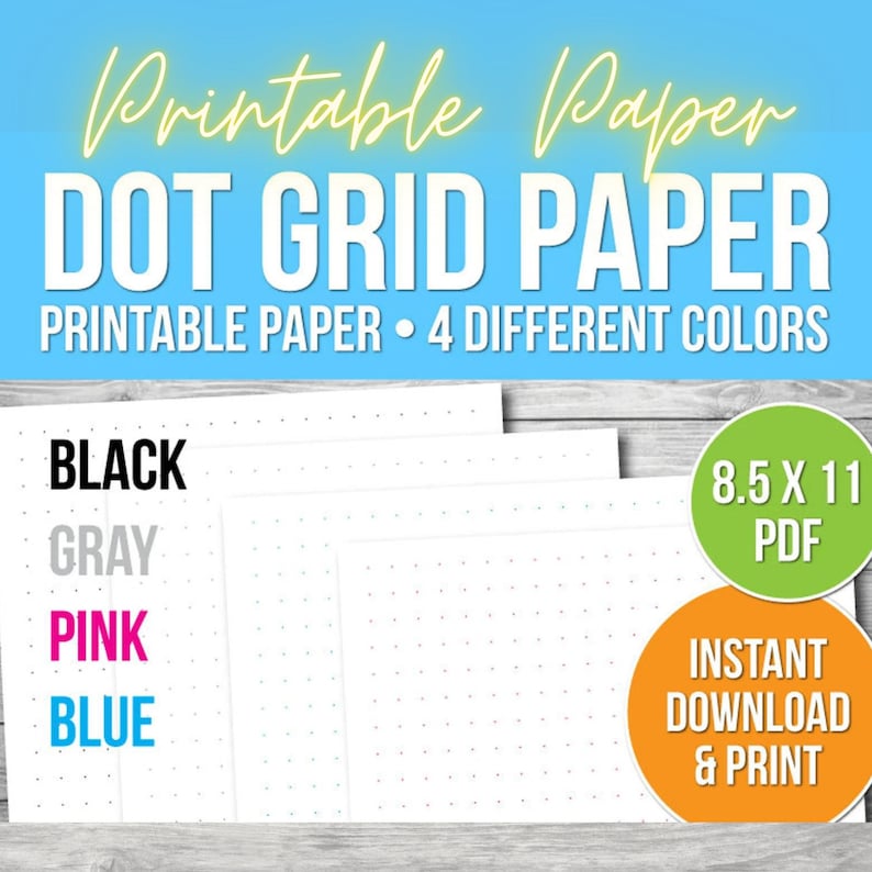 Printable DOT GRID Paper, Bullet Journal Dot Grid Paper, Colored Dot ...
