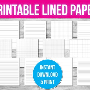 Printable Lined Paper Bundle, Wide Rule College Rule, Notebook Lined ...