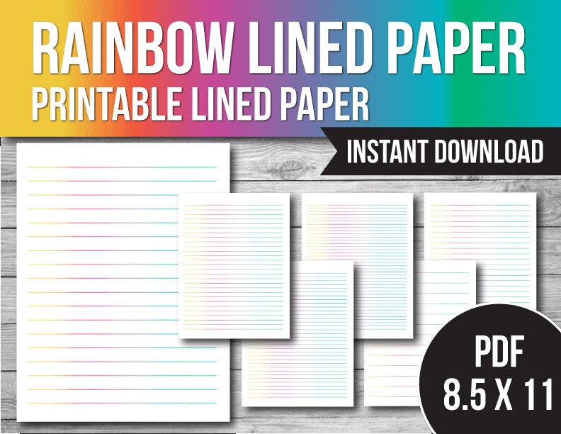 Printable Lined Paper Bundle, Wide Rule College Rule, Notebook Lined ...