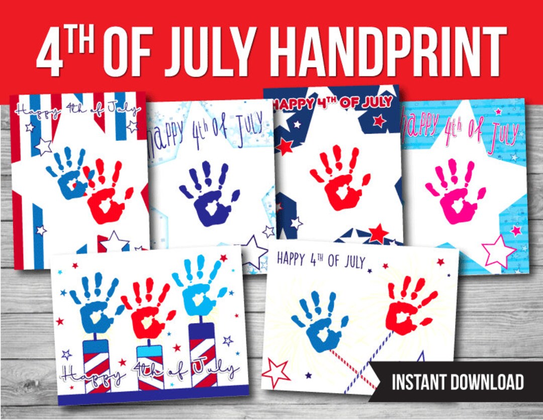 4th of July Handprint Art Printable 4th of July Craft - Etsy