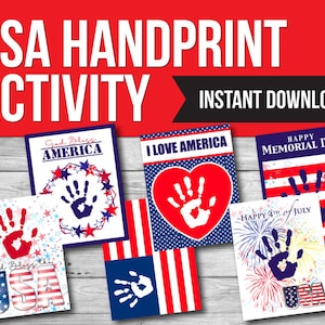 Memorial Day Handprint Art, Printable Keepsake, 4th of July Craft ...