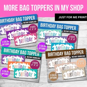 Printable Birthday Bag Topper: Party Favor Decoration (PDF) - Etsy