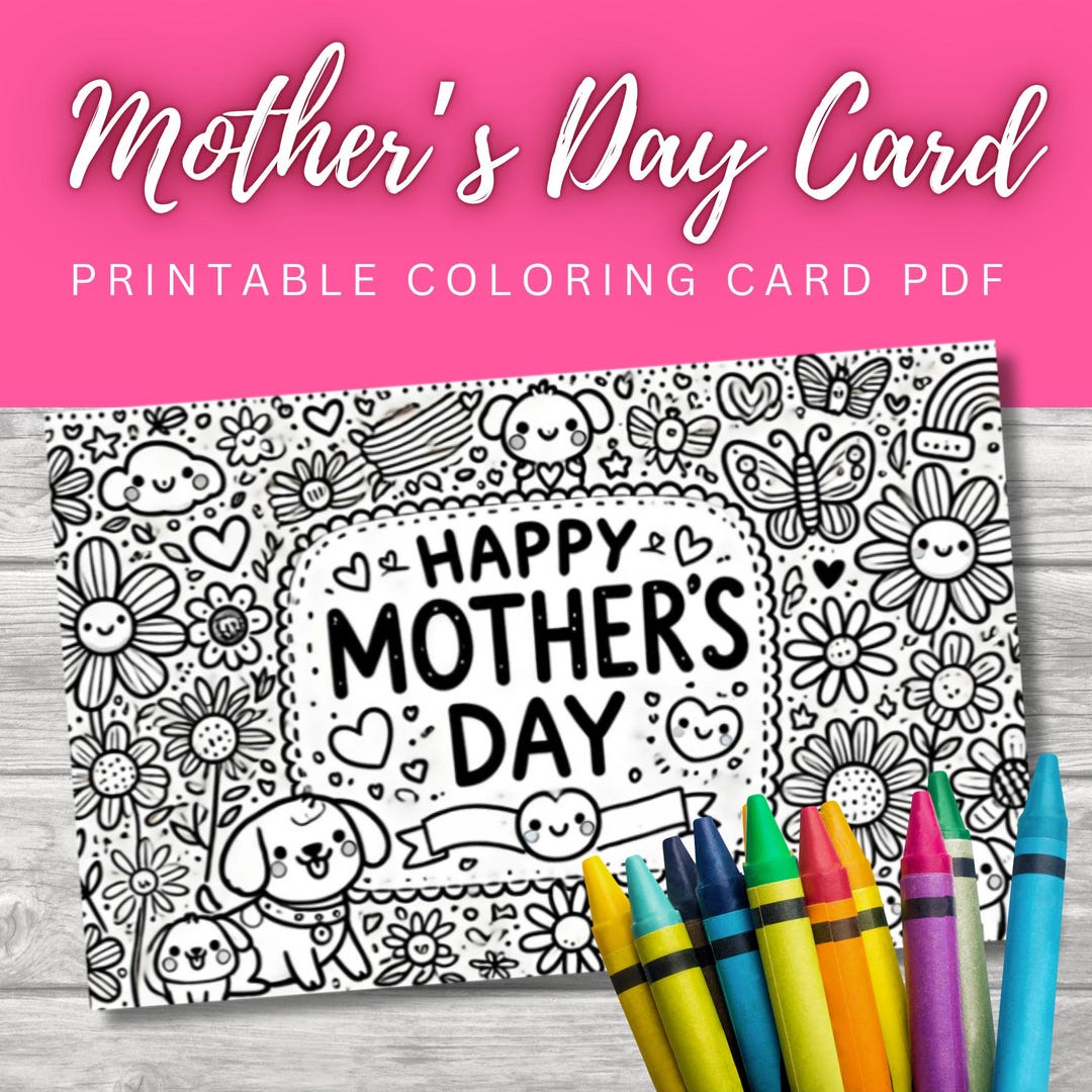 Printable Mothers Day Card Coloring Craft, Coloring Card Gift for Mom ...