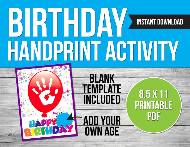 Happy Birthday Handprint Art Activity Printable Keepsake Art - Etsy ...