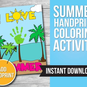 Handprint Craft Art Printable Coloring Activity, Summer Craft Gift ...
