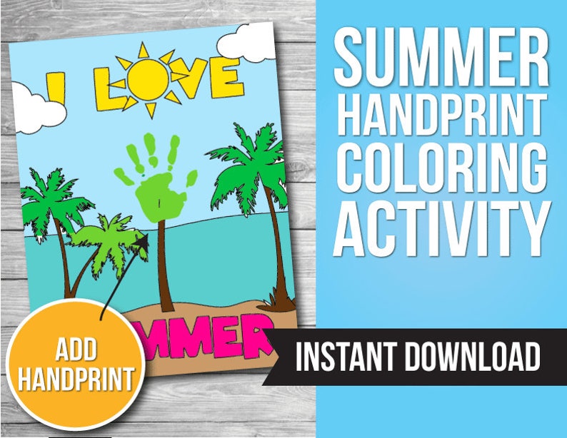 Handprint Craft Art Printable Coloring Activity Summer Craft - Etsy