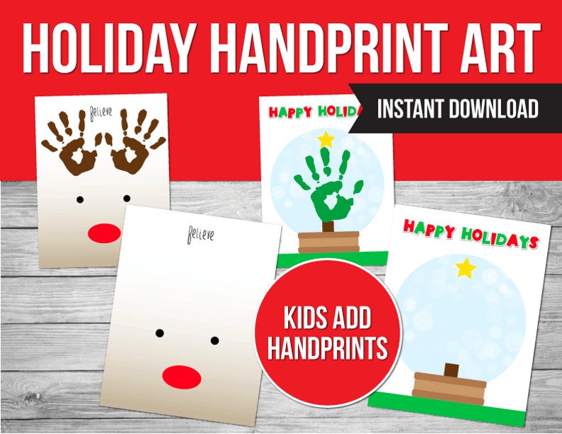 Christmas Handprint Art Craft for Kids, Holiday Keepsake (printable PDF ...